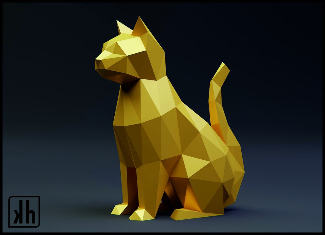 Cat Cat 3D Model Cat Sitting Papercraft Animals PDF - Etsy