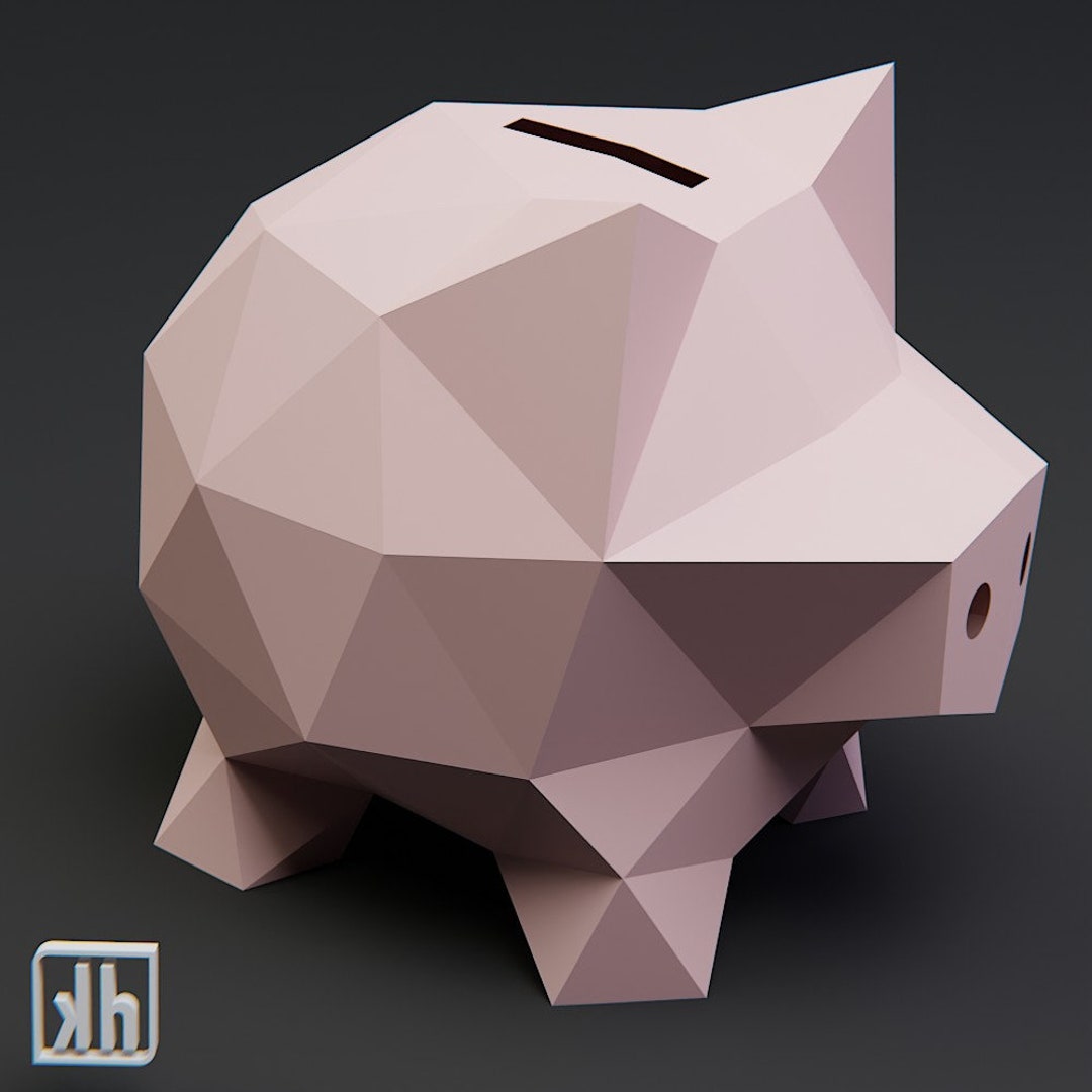 PIGGY Bank,diy Papercraft Piggy Bank, Diy 3d Lowpoly Pigg Model,money ...