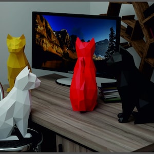 Cat, Cat 3D Model, Cat Sitting , Papercraft Animals, PDF Download DIY ...
