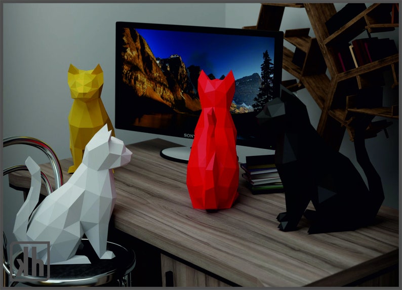 Cat Cat 3D Model Cat Sitting Papercraft Animals PDF - Etsy