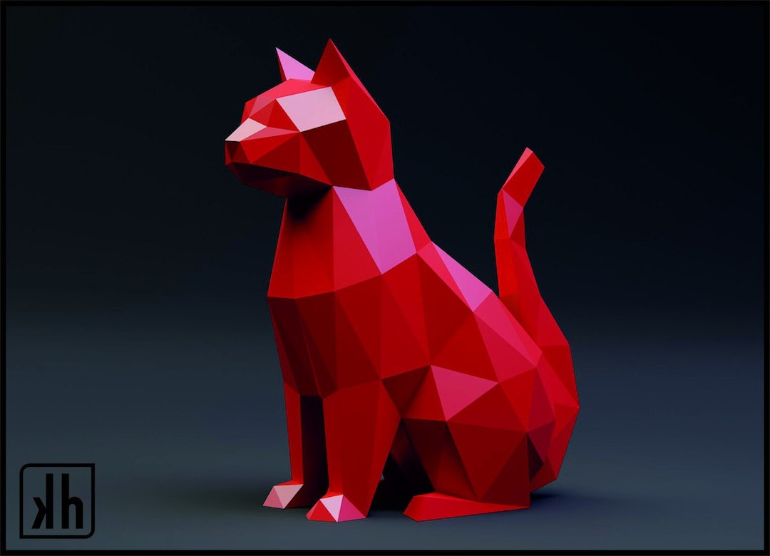 Cat, Cat 3D Model, Cat Sitting , Papercraft Animals, PDF Download DIY ...