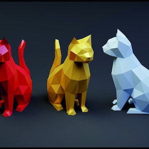 Cat, Cat 3D Model, Cat Sitting , Papercraft Animals, PDF Download DIY ...