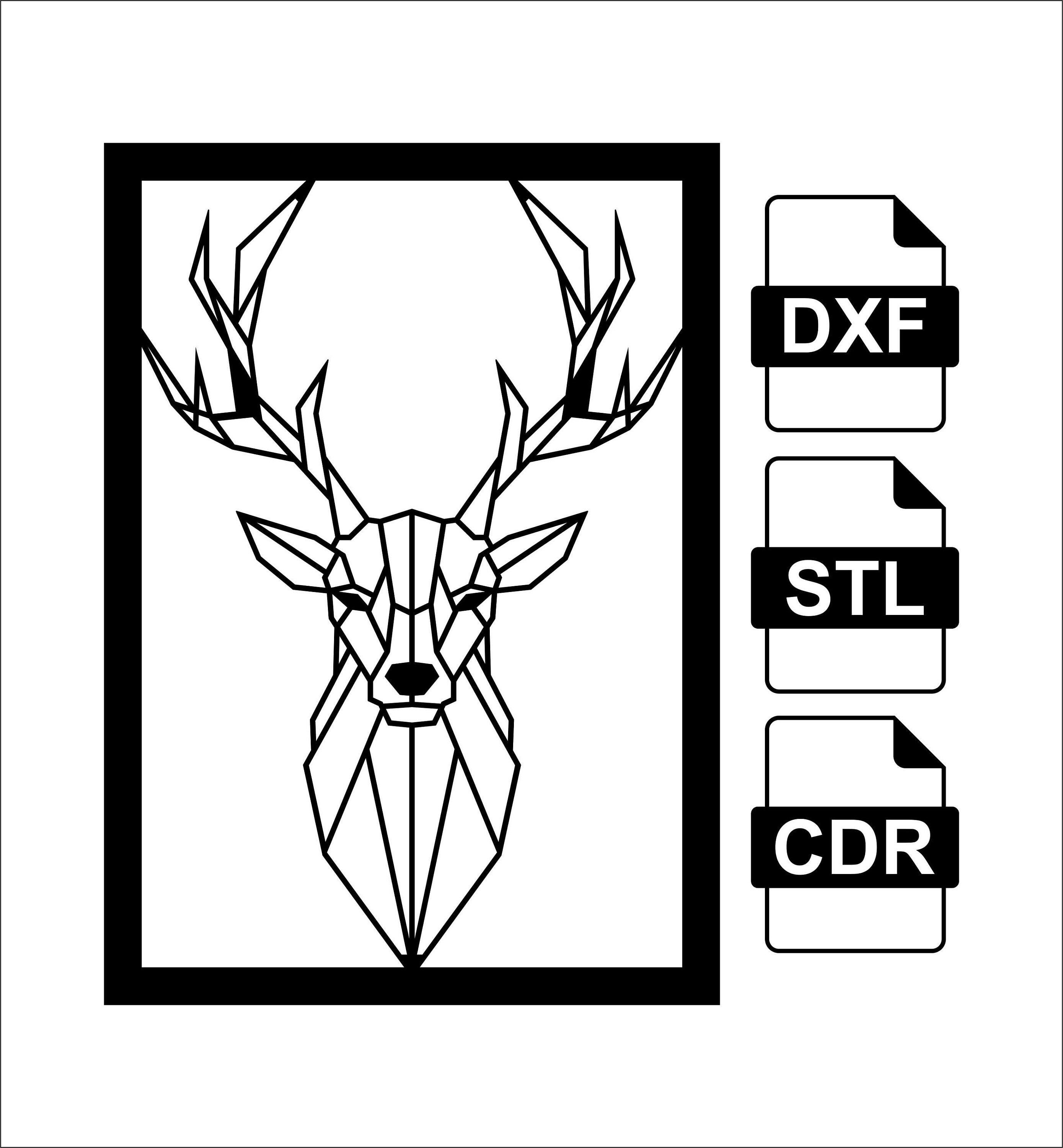 Deer Head, Geometric Deer, Dxf Deer, Stl Deer, Cdr Deer,deer From ...