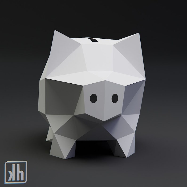 PIGGY Bank,diy Papercraft Piggy Bank, Diy 3d Lowpoly Pigg Model,money ...