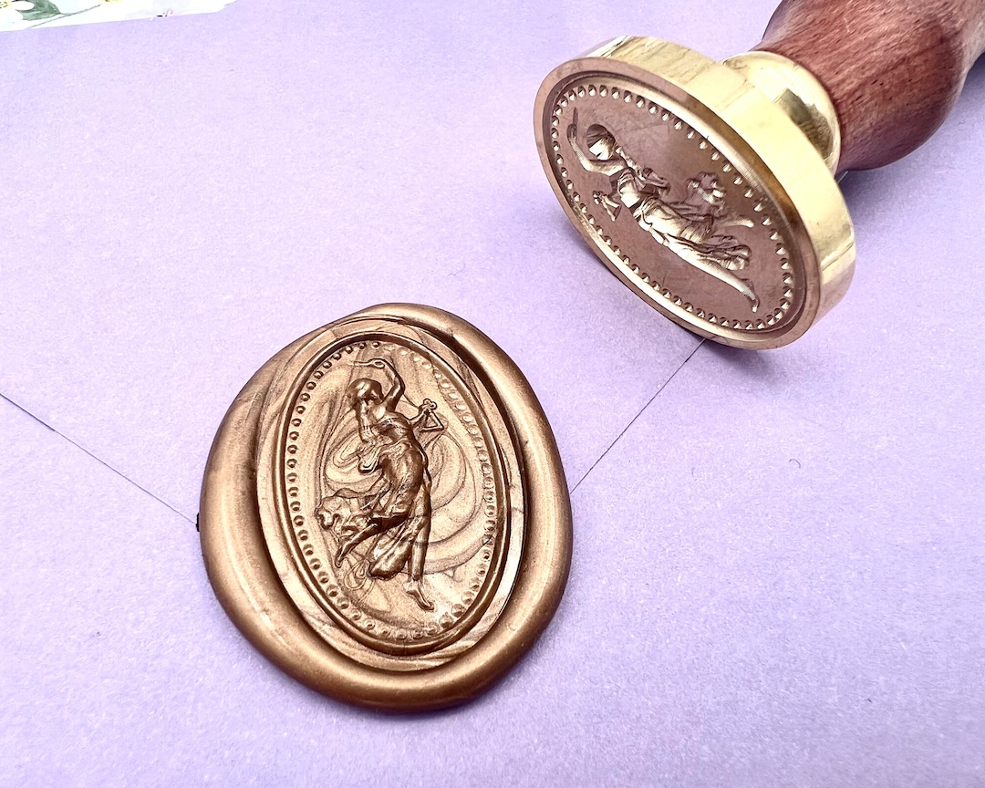 Lady Justice Wax Seal Stamp - Brass 20x30mm - Elegant Scales of Justice ...
