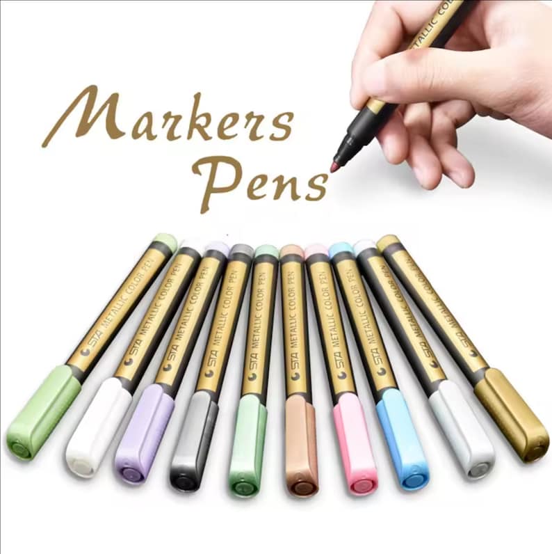 10colors DIY Permanent Metal Paint Marker Pens Seal Stamp Pen Marker ...