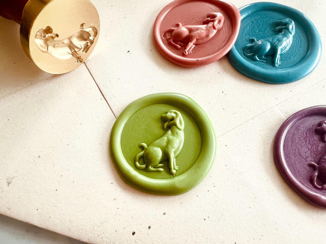 Dog Wax Seal Stamp – Sitting Puppy Design | Brass Stamp Size 25mm - Etsy