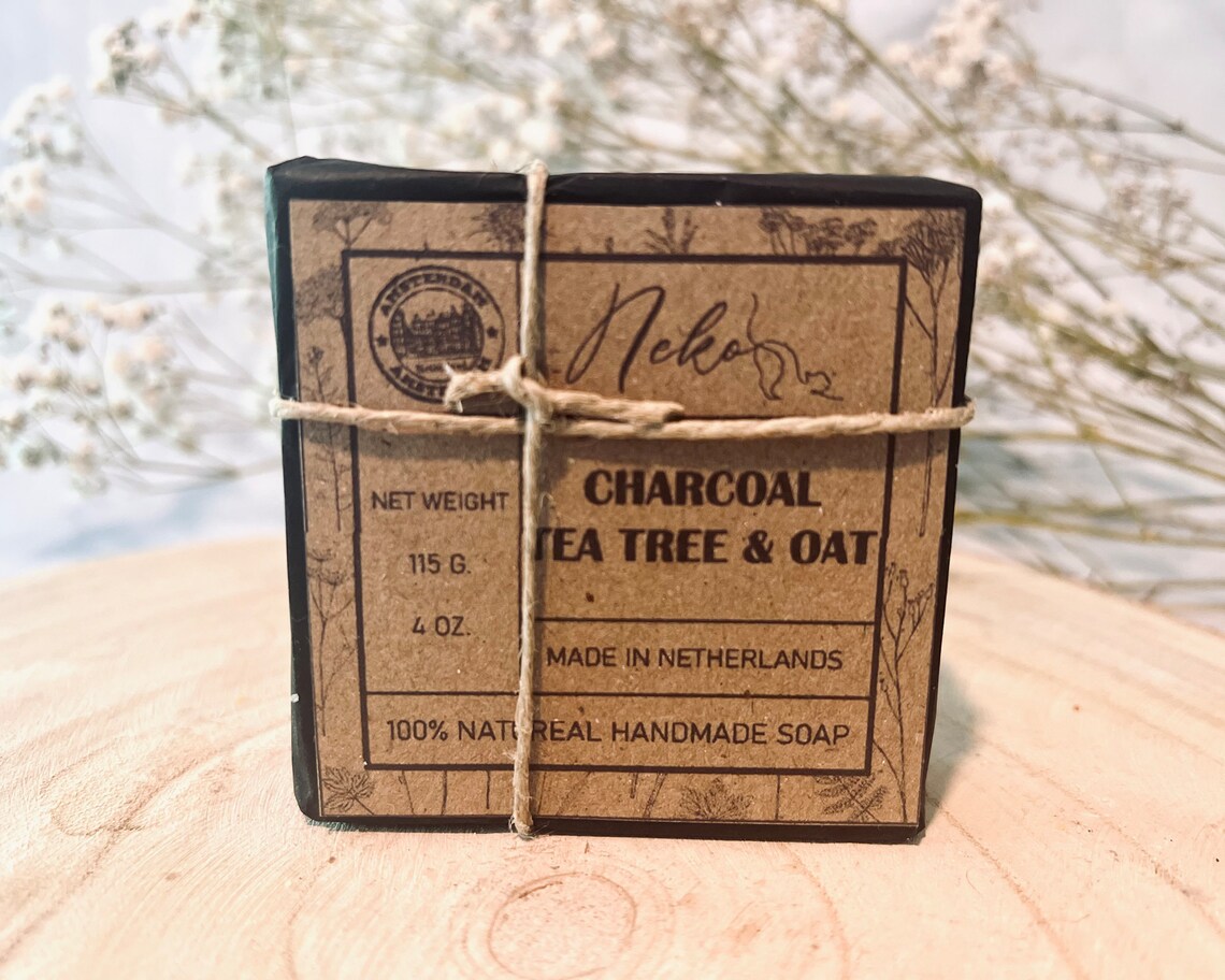 Organic Charcoal Tree Tea and Oat Facial Soap Bar Handmade Natural Soap ...