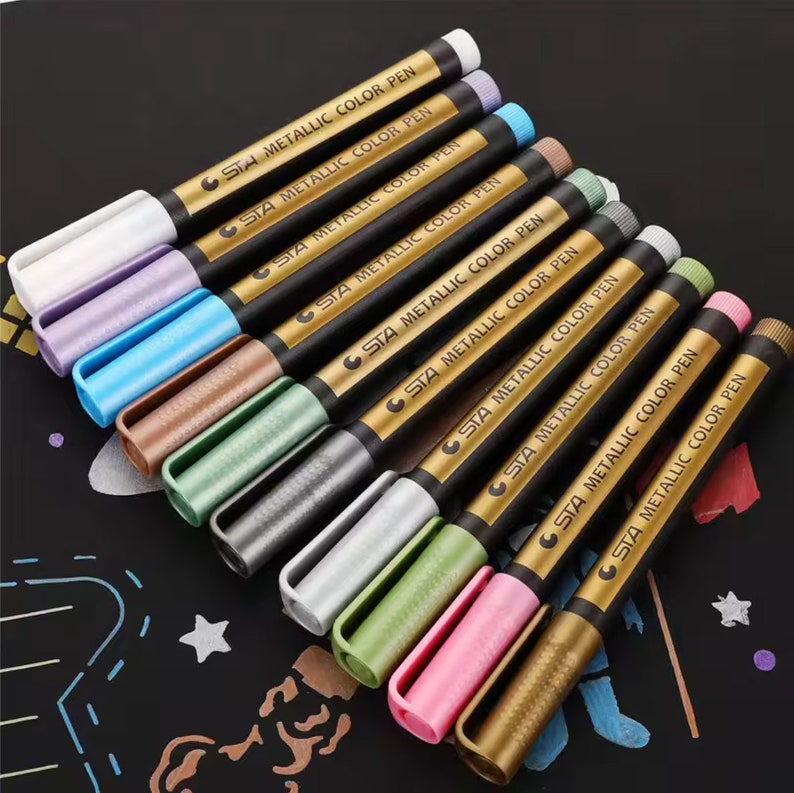 10colors DIY Permanent Metal Paint Marker Pens Seal Stamp Pen Marker ...