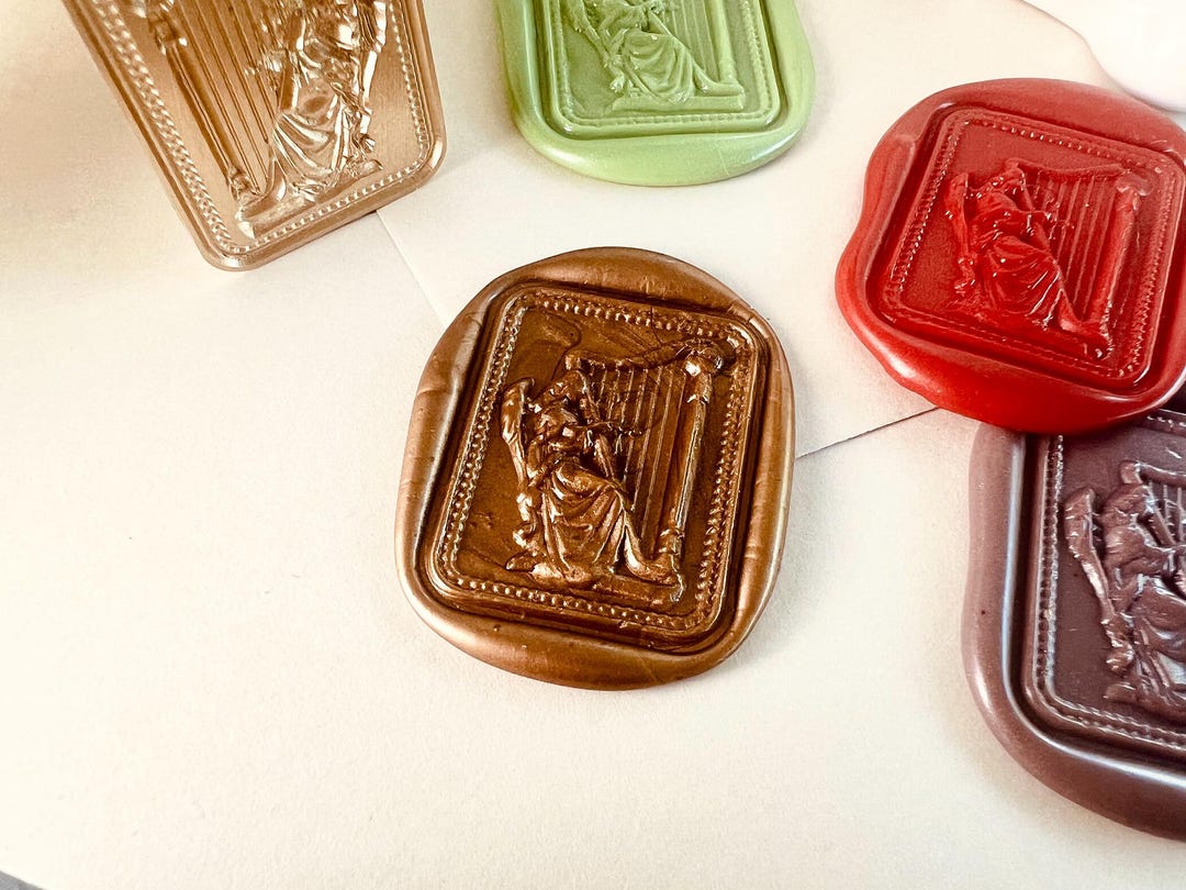Ornate Angel Playing Harp Wax Seal Stamp – 24.3x30.7mm Rectangular ...