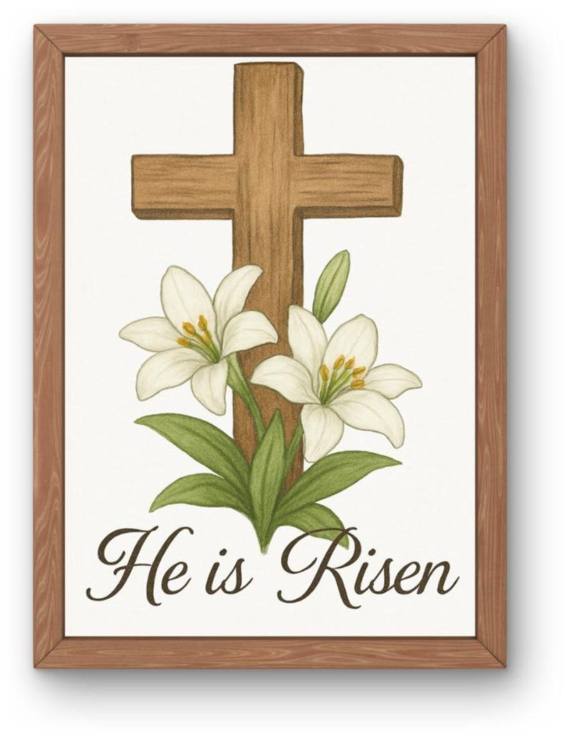 He is Risen PNG | Christian Easter Cross With Lilies | Faith-based ...