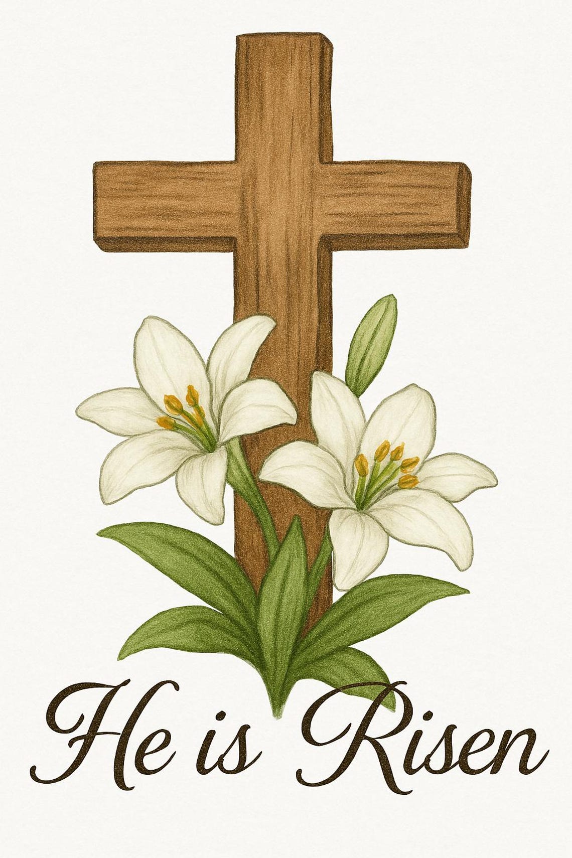 He is Risen PNG | Christian Easter Cross With Lilies | Faith-based ...