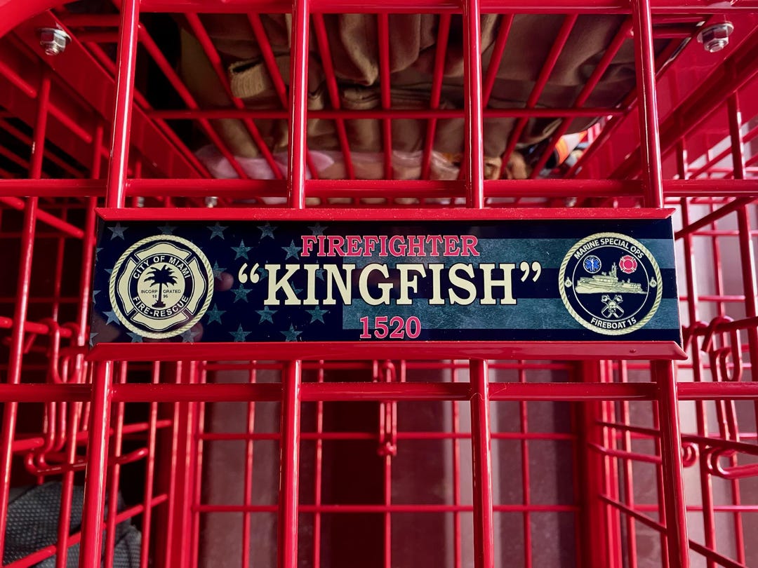 Custom Aluminum 2x8 Gear Rack Name Plate: Firefighter, Thin Red/blue ...