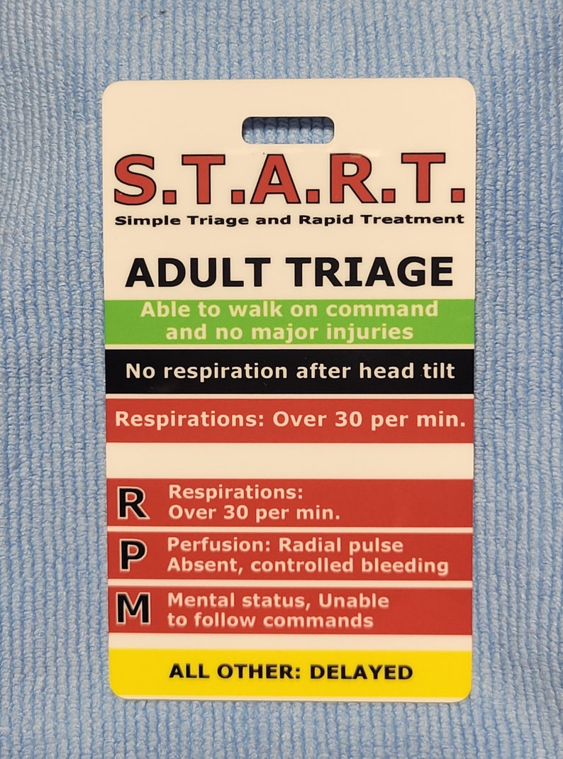 START Triage / Pediatric Triage Tags, Perfect for Your Trauma Bag - Etsy