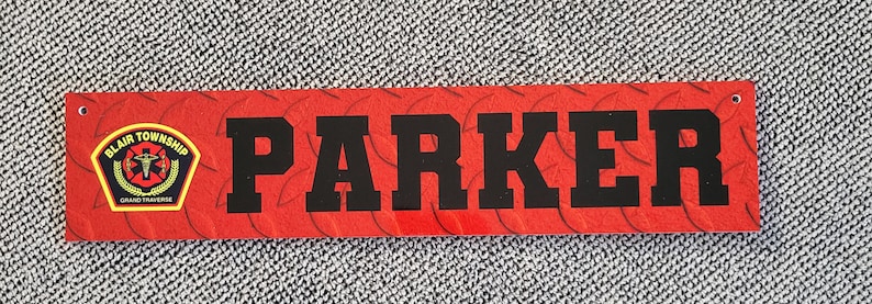 Custom Aluminum 2x8 Gear Rack Name Plate: Firefighter, Thin Red/blue ...