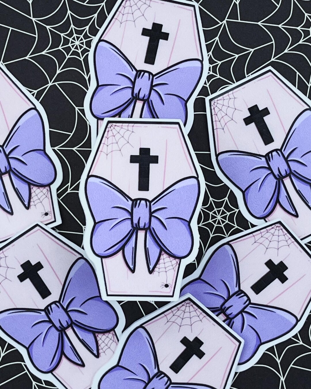 Pastel Bow Coffin Sticker - Etsy