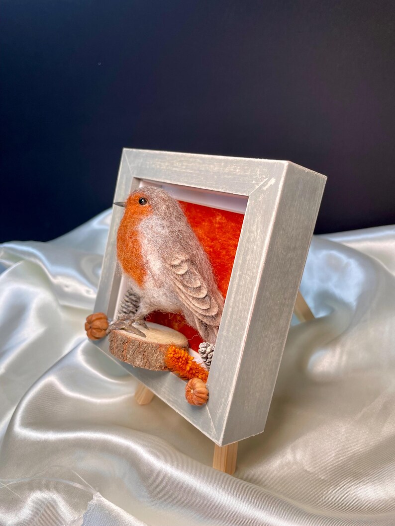 Handmade Needle Felted Robin in a Box Picture Frame, Made From Pure ...
