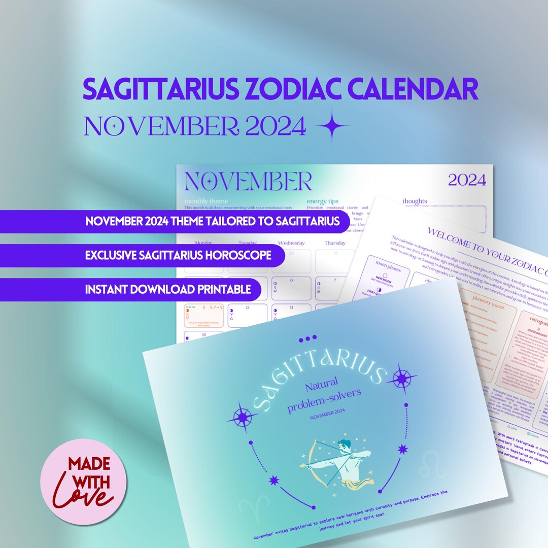 Personalized Sagittarius November 2024 Zodiac Calendar – Unique Astrological Insights & Monthly ...