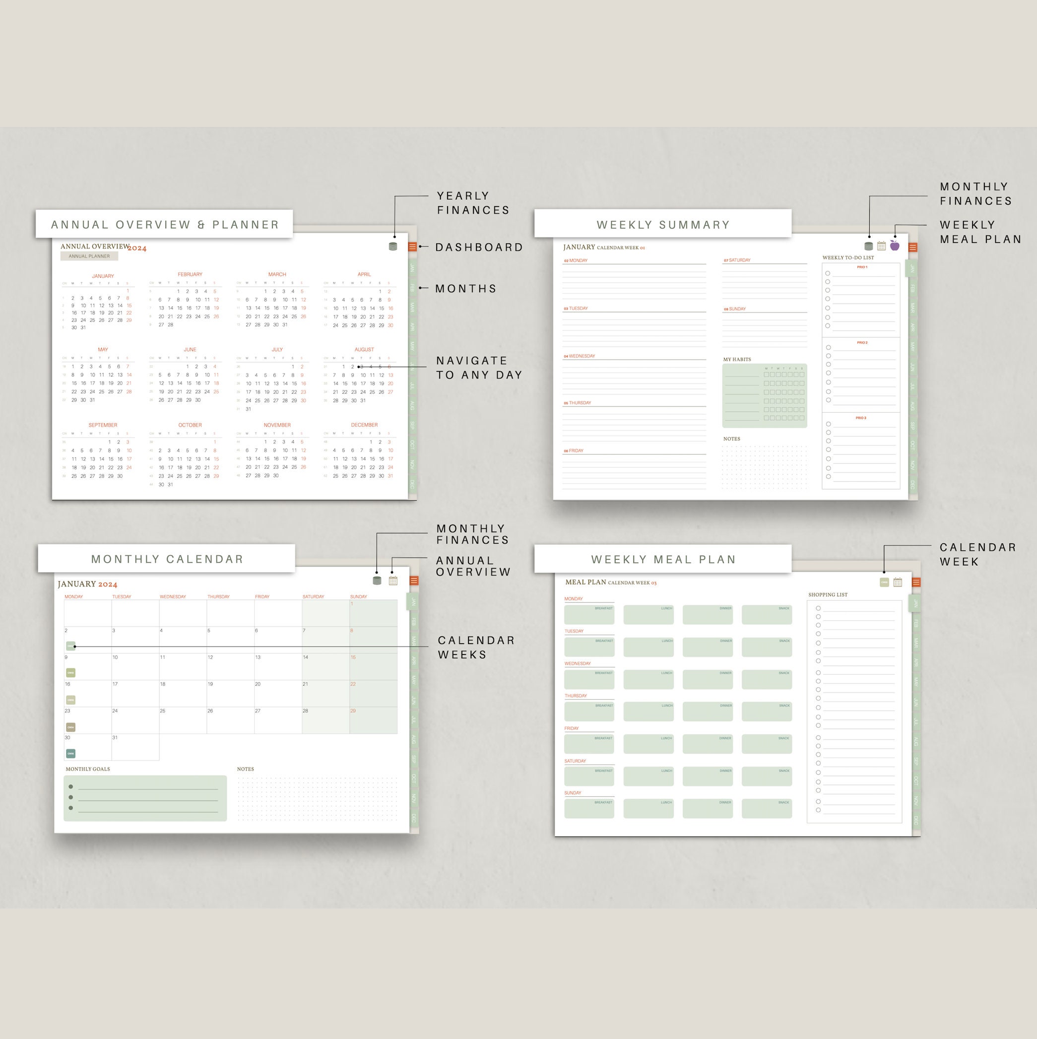 Modern Dated Planner 2024 for Goodnotes and Notability I Digital ...