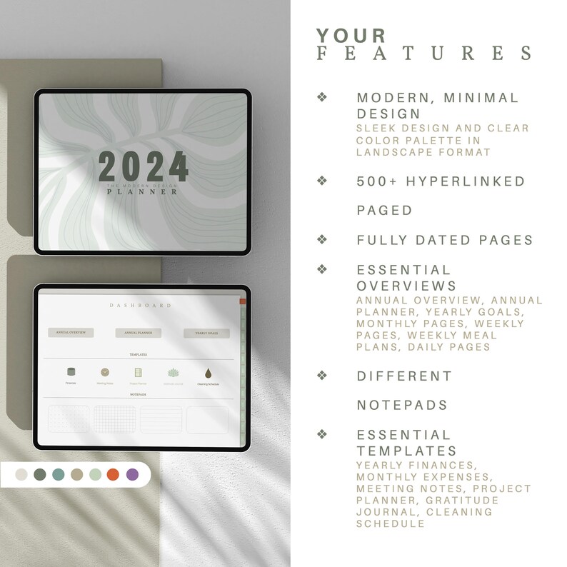 Modern Dated Planner 2024 for Goodnotes and Notability I Digital ...