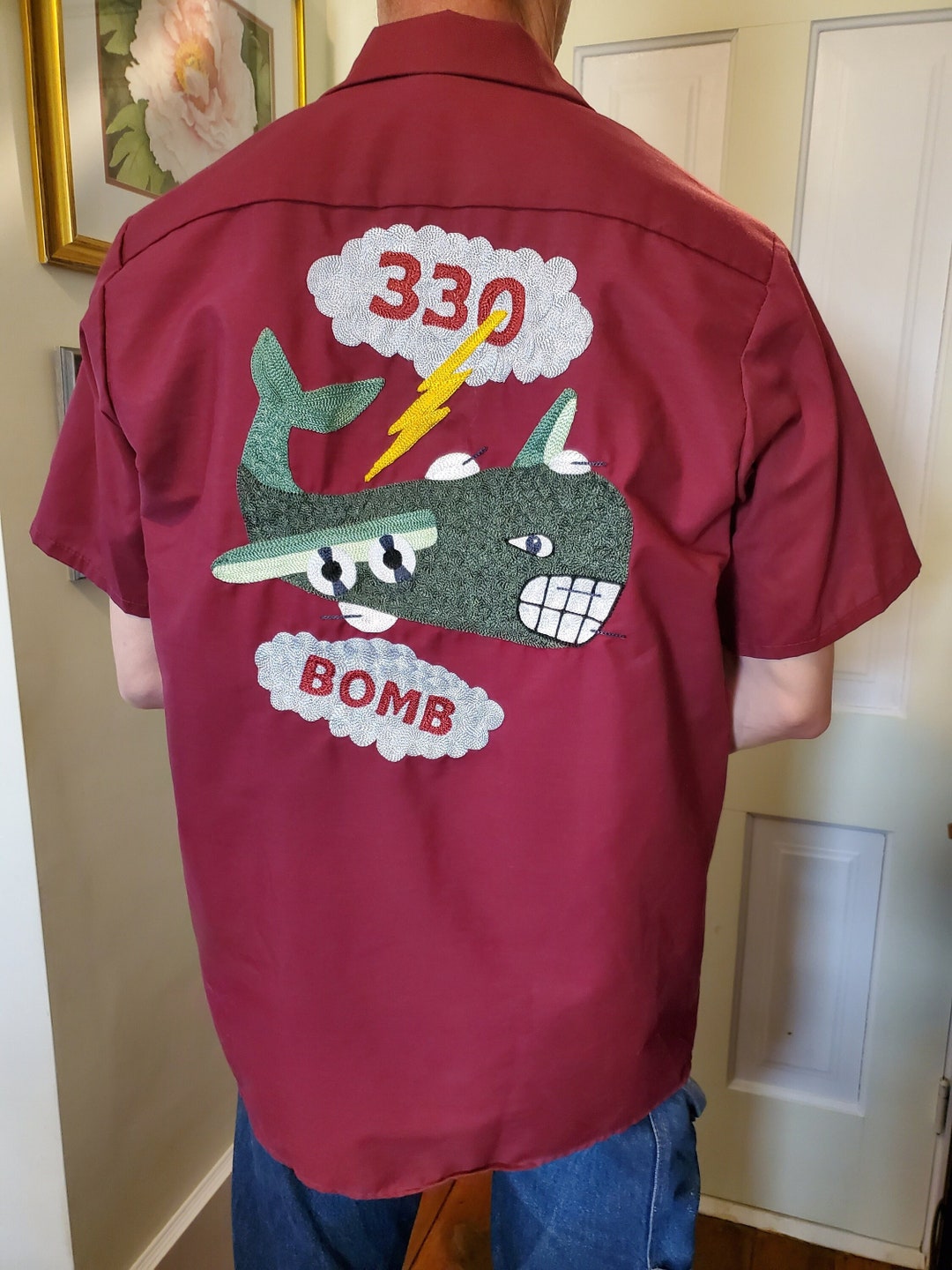 World War 2/korean War 330 Bomb Squadron Logo on Men's X-large Red Kap ...