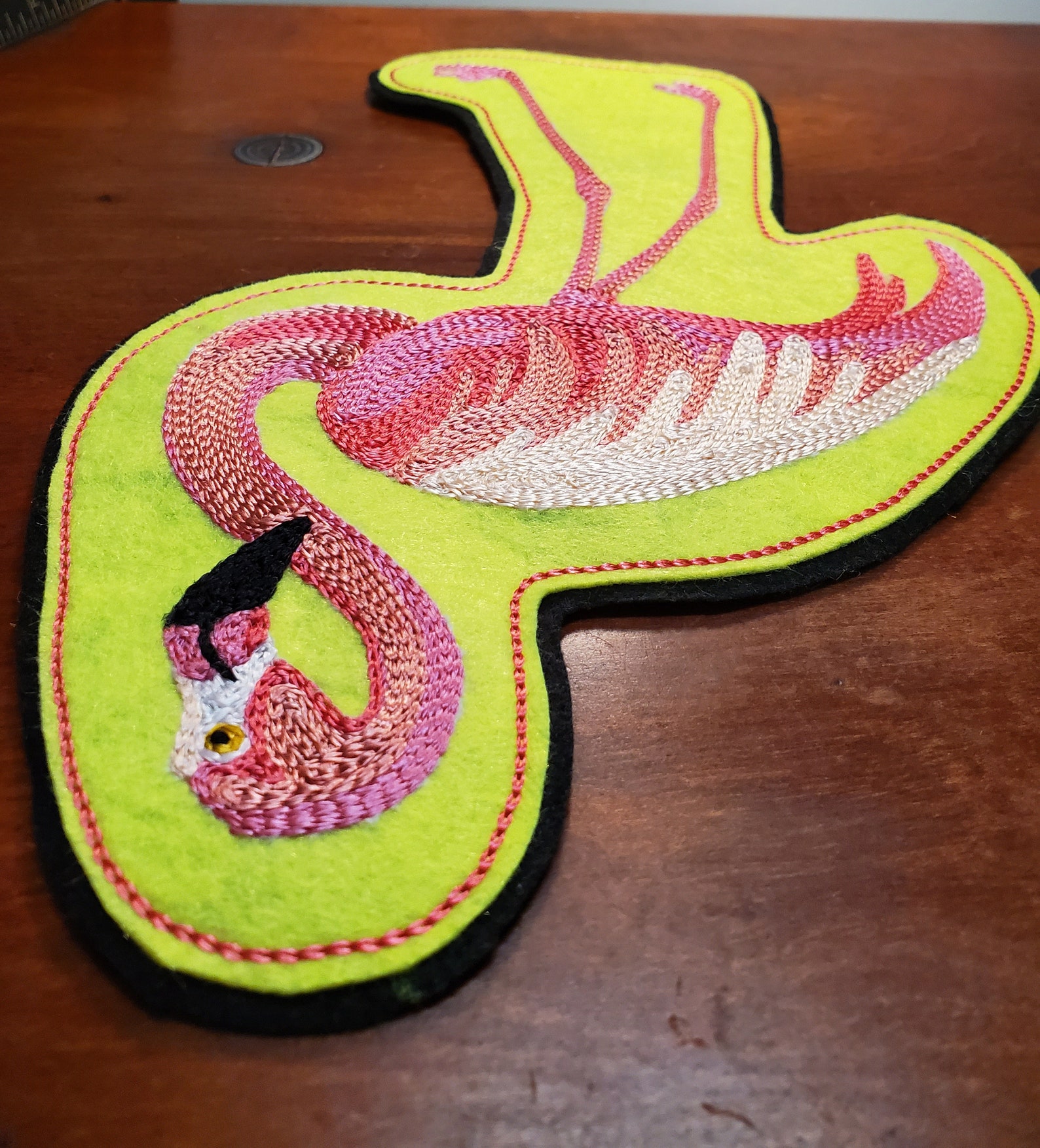 Flamingo Large Handcrank Chainstitch Embroidered Patch - Etsy