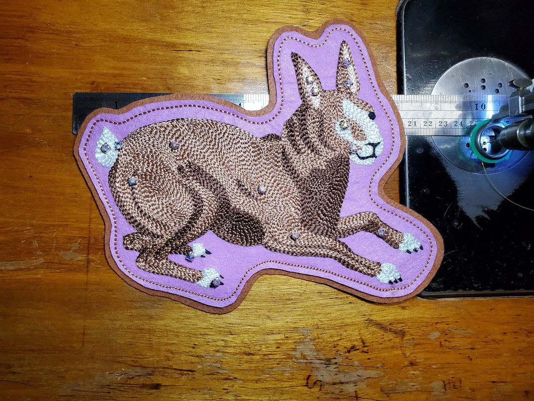 LARGE the Hare (lepus) Constellation Hand Crank Chain Stich Embroidery ...