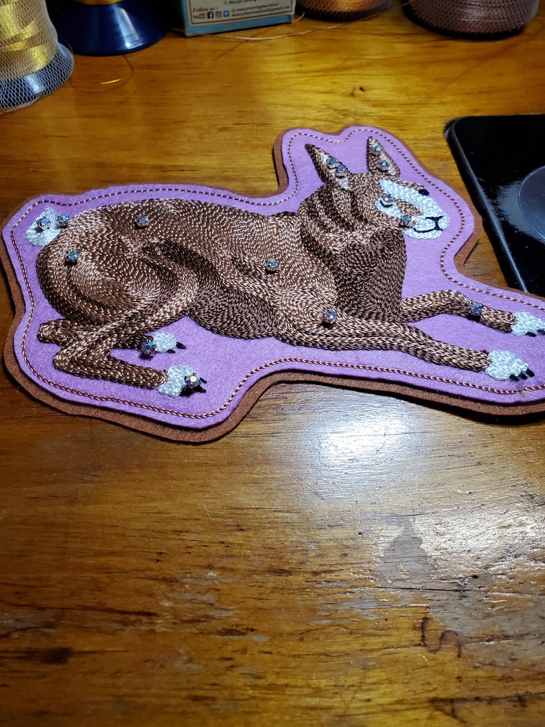 LARGE the Hare (lepus) Constellation Hand Crank Chain Stich Embroidery ...