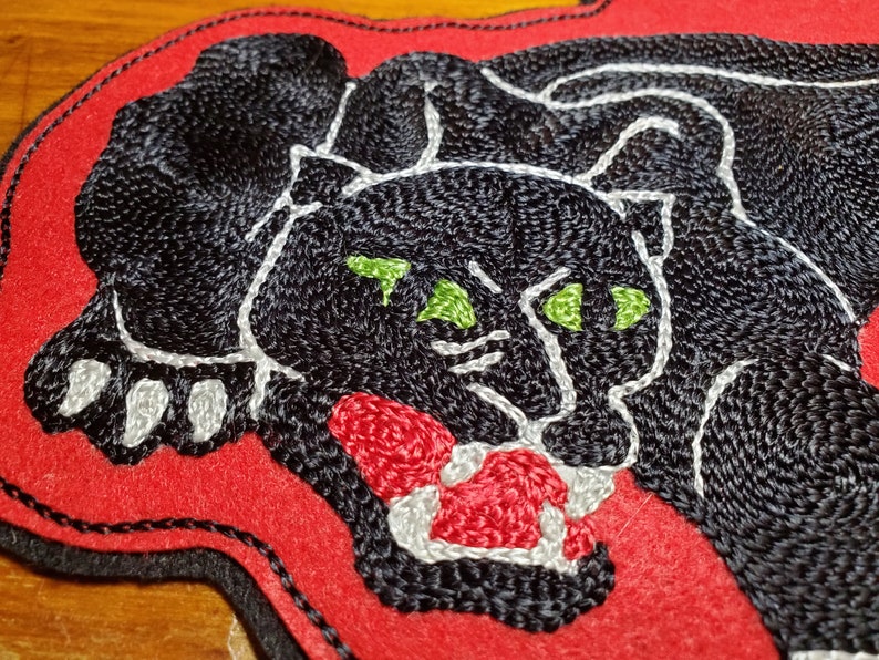 Black Panther Patch VERY LARGE Handcrank Chainstitch Embroidered - Etsy
