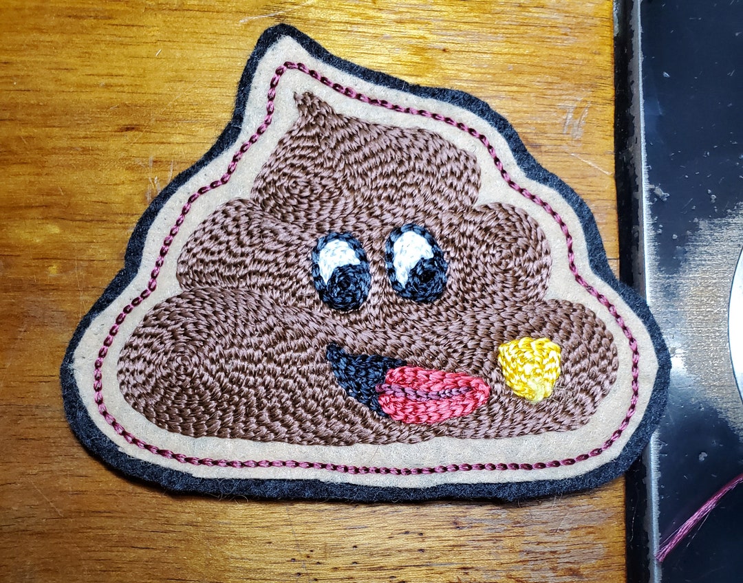 Poop With Corn Medium Sized Handcrank Chainstitch Embroidered Patch - Etsy
