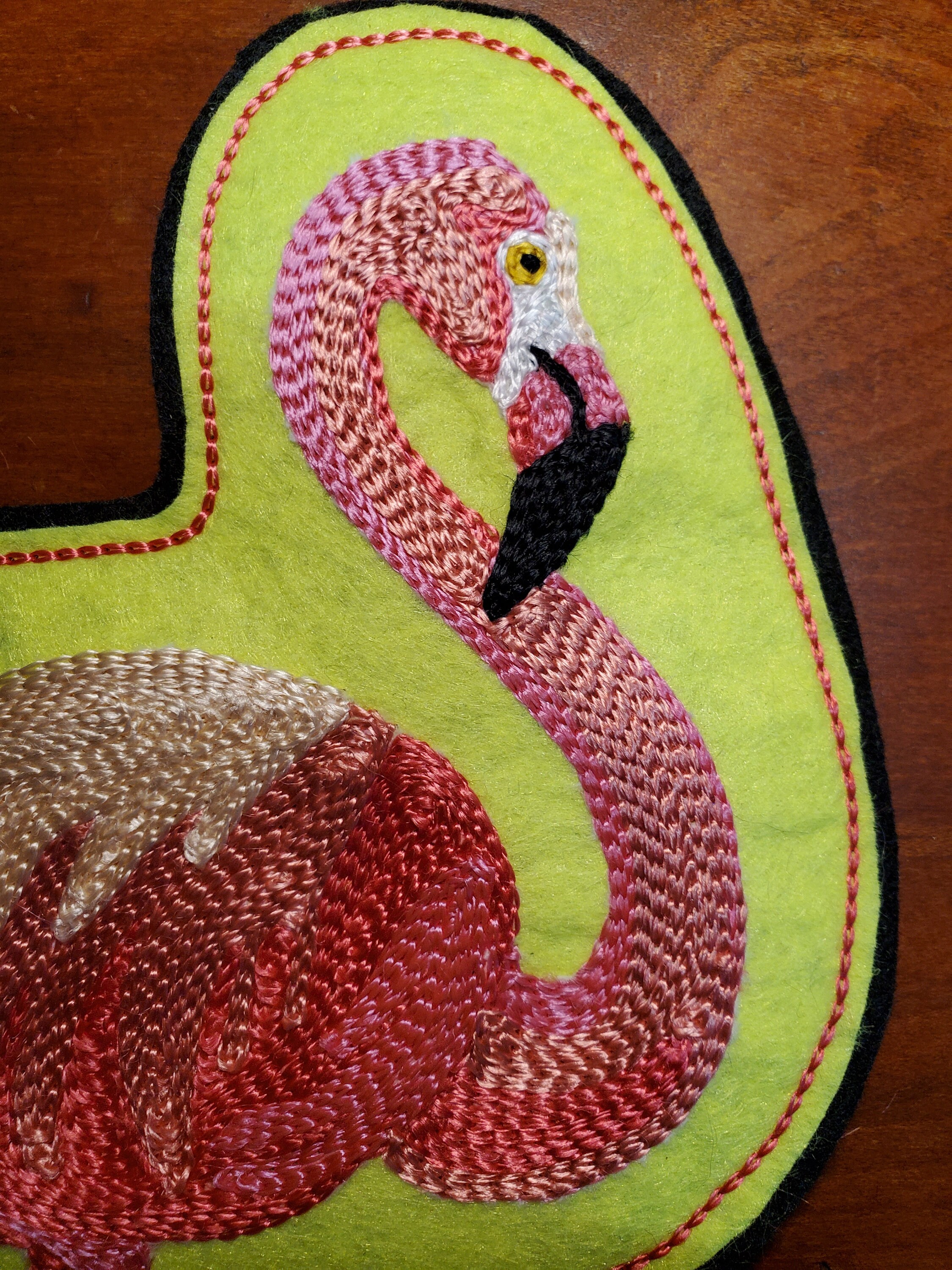 Flamingo Large Handcrank Chainstitch Embroidered Patch - Etsy