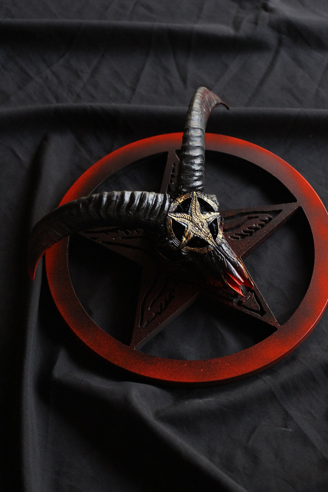 Carved Ram Skull With Stand Baphometh Sigil - Etsy