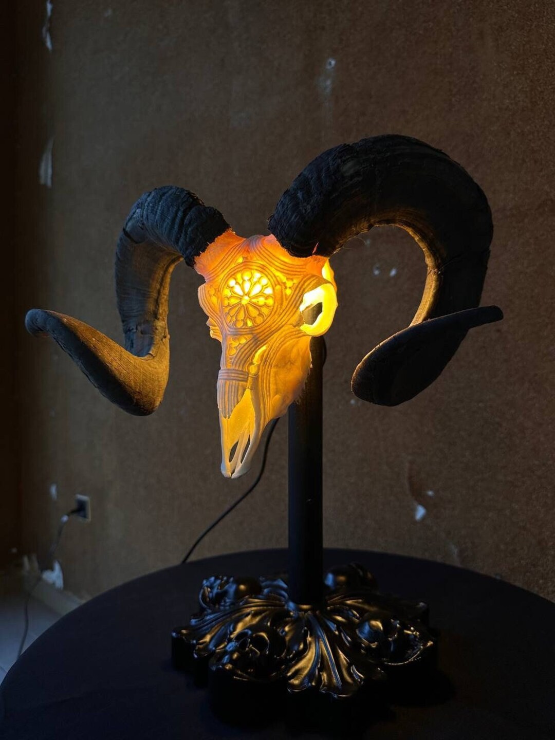 Carved Real Ram Skull With Custom Stand and Built in Lamp - Etsy