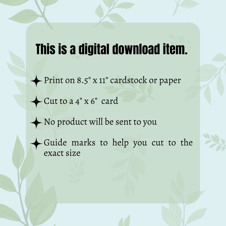 Hello Printable Card 4x6 Card W/ Flowers Blank Inside Watercolor ...