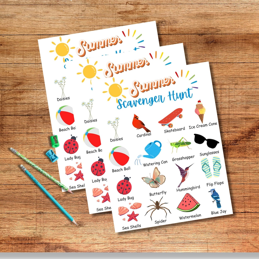 Summer Scavenger Hunt for Kids Printable Summer Themed Game for ...