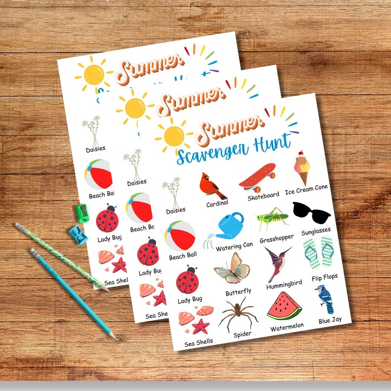 Summer Scavenger Hunt for Kids Printable Summer Themed Game for ...