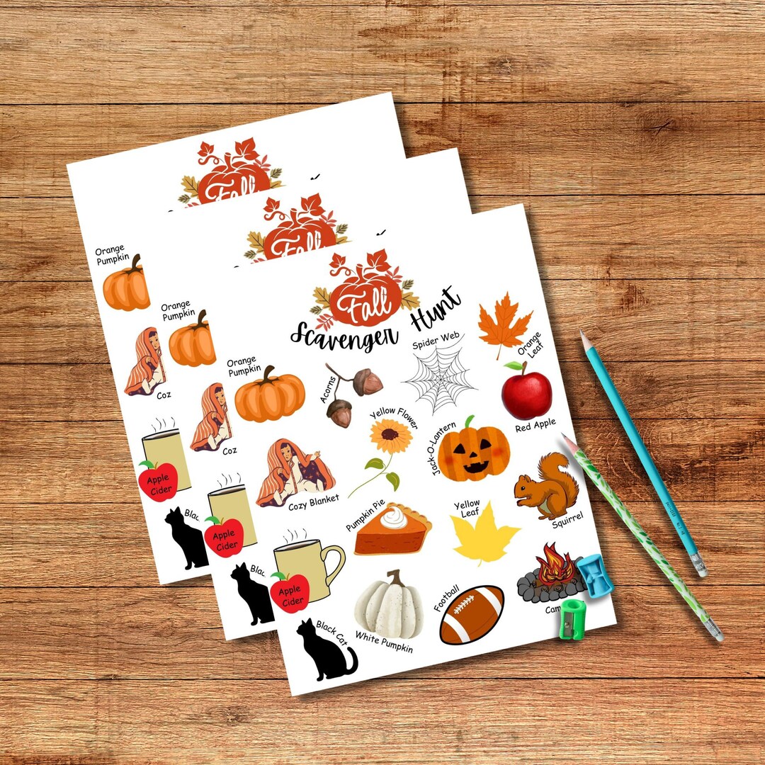 Fall Scavenger Hunt for Kids Printable Autumn Themed Game for Birthday ...