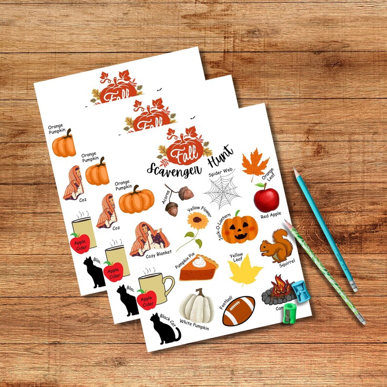 Fall Scavenger Hunt for Kids Printable Autumn Themed Game for Birthday ...