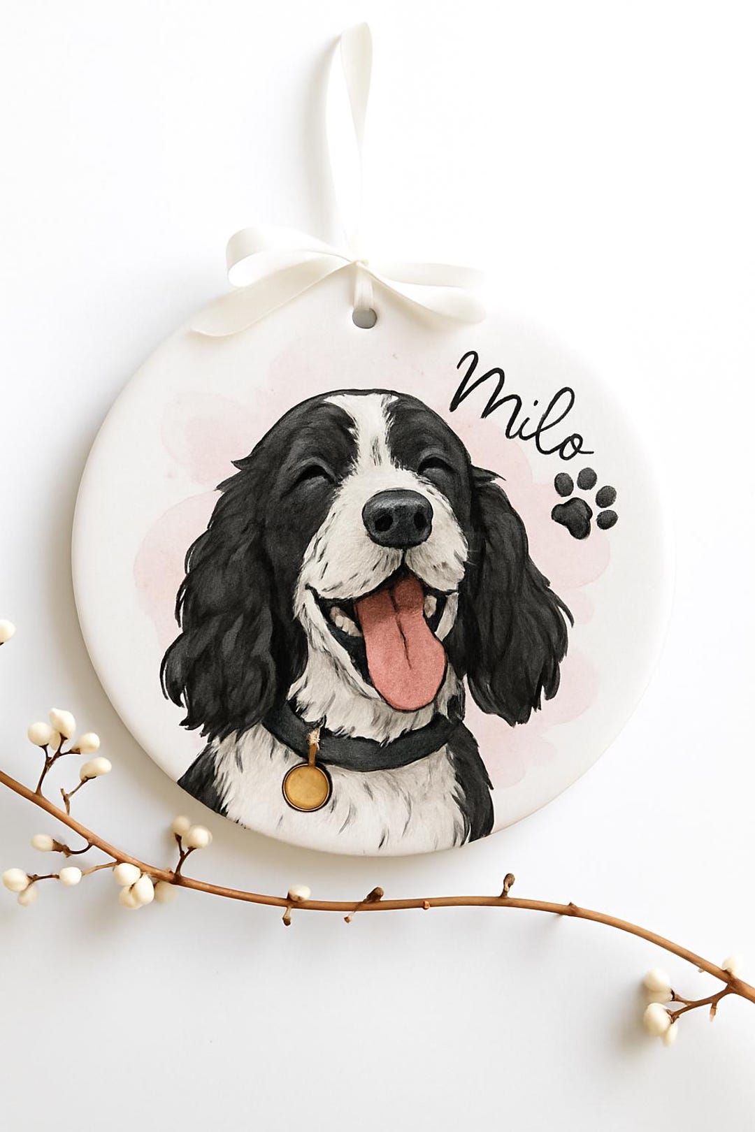 Personalized Pet Watercolor Ornament, Customized Photo Pet Ornament ...