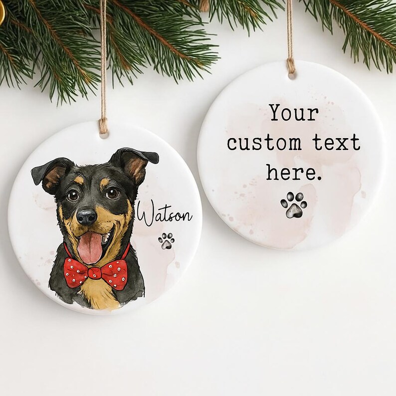 Personalized Pet Watercolor Ornament, Customized Photo Pet Ornament ...