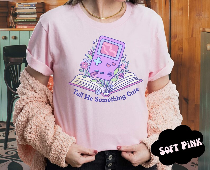 Kawaii Gamer Shirt, Cozy Video Game Tee Pastel Cute Reading Shirt Gift ...