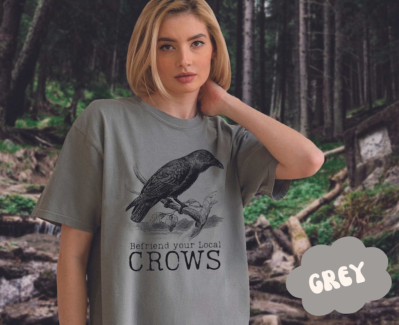 Crow Shirt Goblincore Aesthetic Forest T Shirt With Crow, Corvid Shirt ...