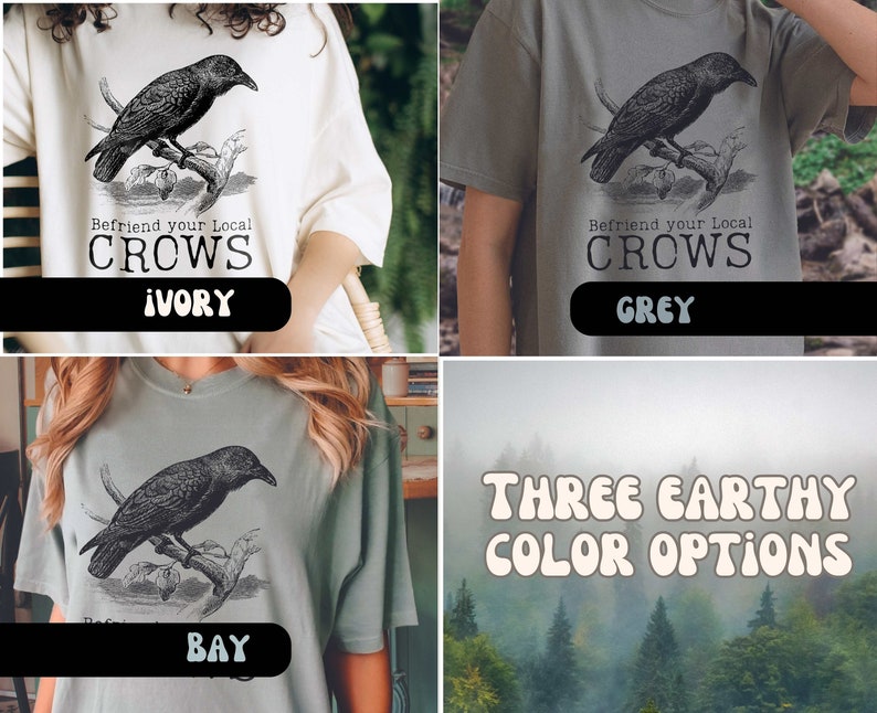 Crow Shirt Goblincore Aesthetic Forest T Shirt With Crow, Corvid Shirt ...