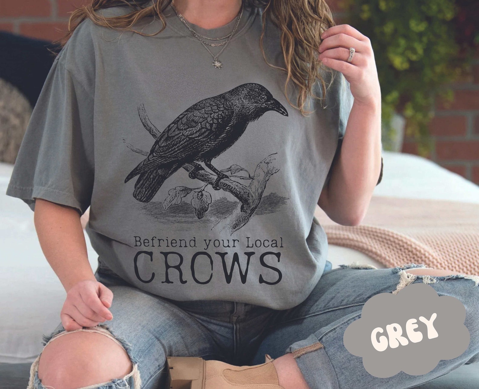 Crow Shirt Goblincore Aesthetic Forest T Shirt With Crow, Corvid Shirt ...