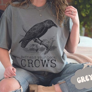 Crow Shirt Goblincore Aesthetic Forest T Shirt With Crow, Corvid Shirt ...