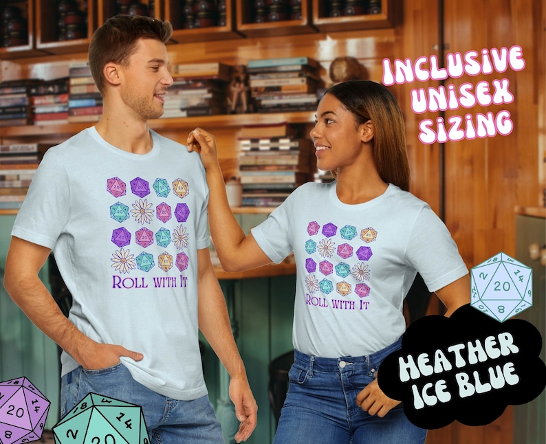 Cute D20 Shirt With Pastel Dnd Dice Tee, Kawaii D20 Gaming Shirt, Cozy ...