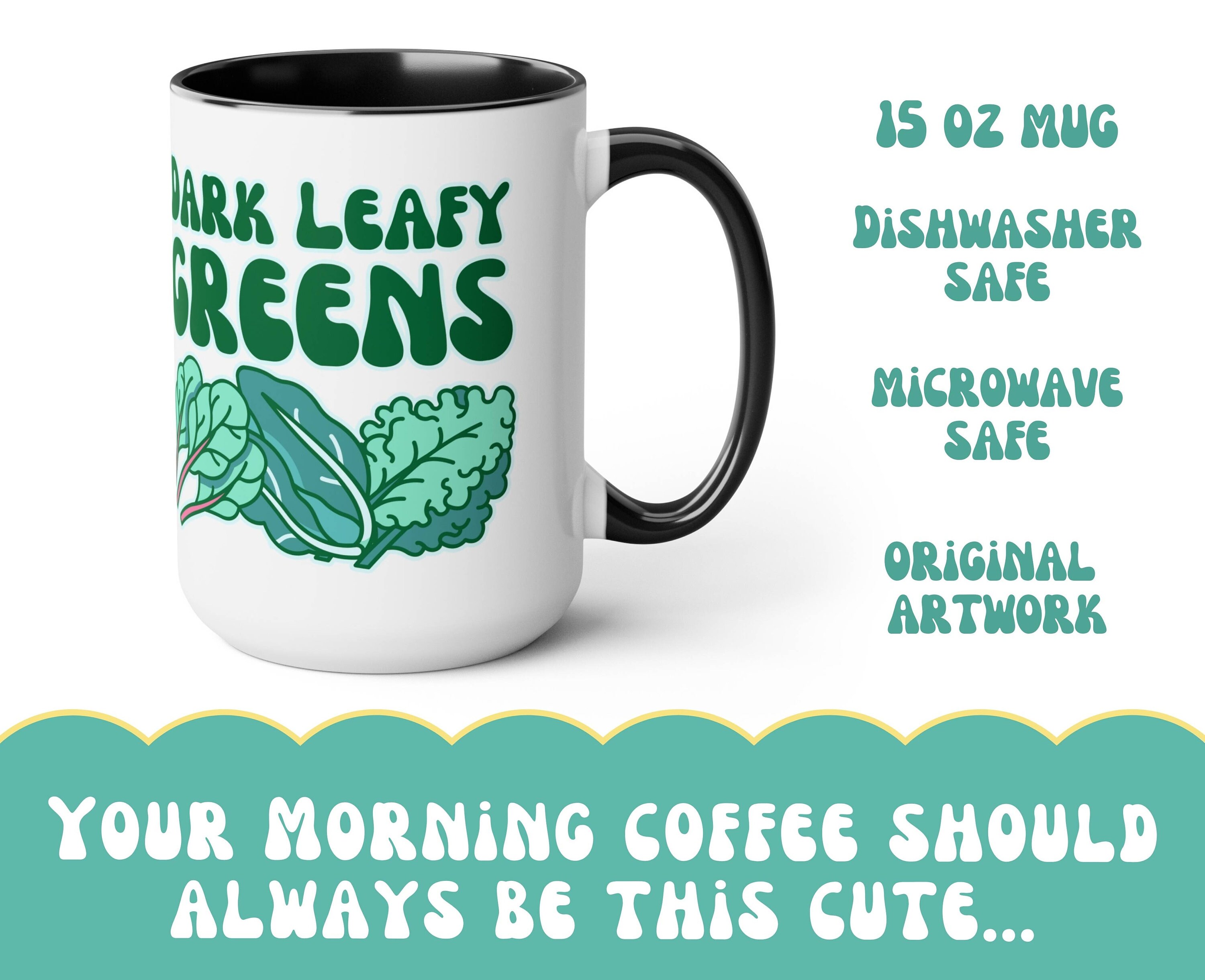 Vegetarian Mug Dark Leafy Greens Coffee Cup, Kale Mug, Lettuce Mug ...
