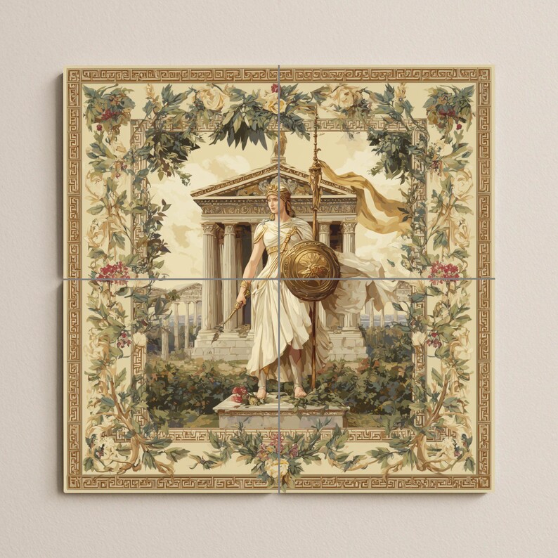 Athena Tile Mural | Greek Goddess Wall Art | Classical Greek Decor ...