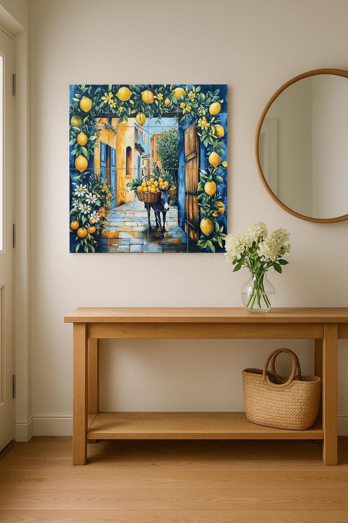 Mediterranean Lemon Street Ceramic Tile Mural Wall Art | Italian ...
