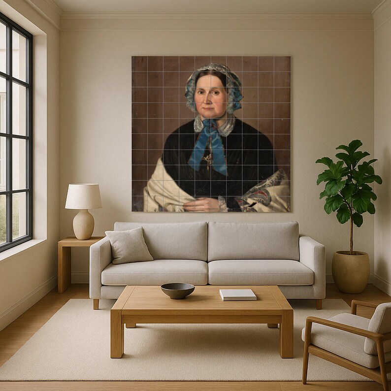 Victorian Woman Portrait Mural – Folk Art Ceramic Panel, Cultural ...
